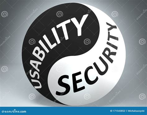 Usability And Security In Balance Pictured As Words Usability Security And Yin Yang Symbol
