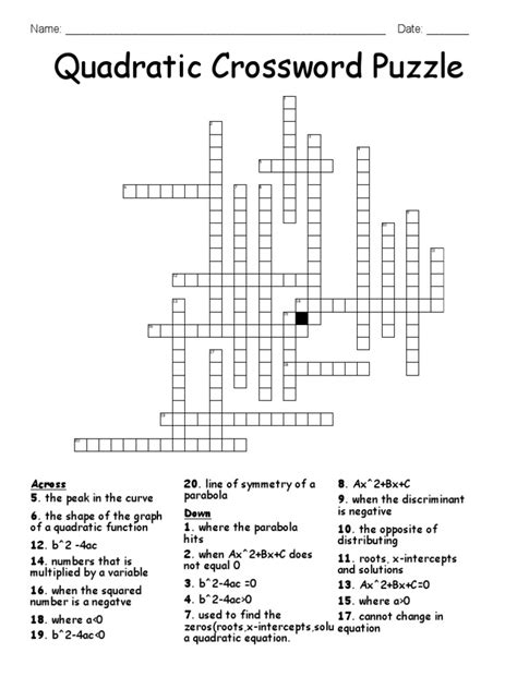 Quadratic Crossword Puzzle 3abad 61633f85 Pdf