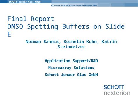 Ppt Compatibility Of Dmso Spotting Buffers With Nexterion Slide E