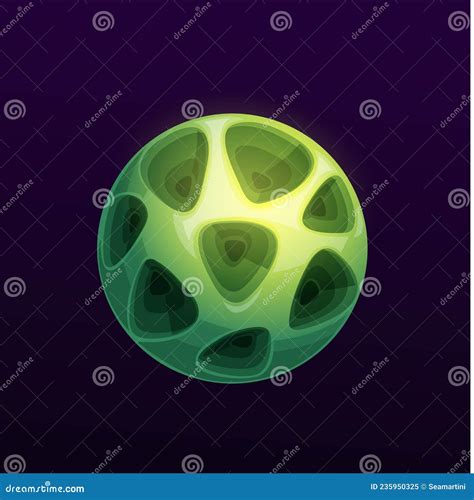 Cartoon Green Space Planet With Holes Stock Illustration Illustration Of Icon Element 235950325