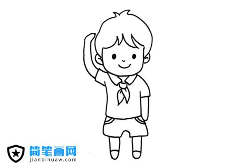 敬礼的小学生简笔画图片 简笔画网