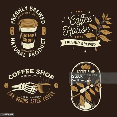 Coffe 상점 기호 배지 템플릿 세트 벡터 커피 그라인더 컵 커피 트리 실루엣의 가지를 가진 타이포그래피 디자인 레스토랑 카페