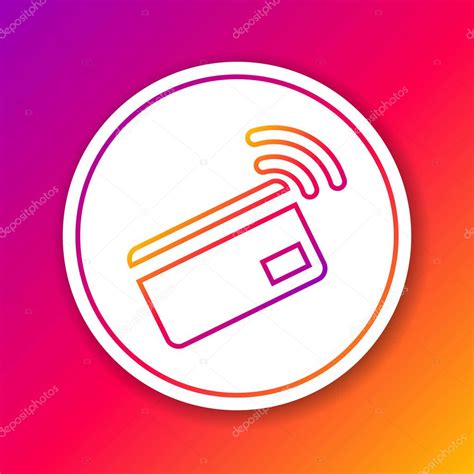 Color Pago sin contacto con el icono de la línea de tarjeta nfc aislado en el fondo de color