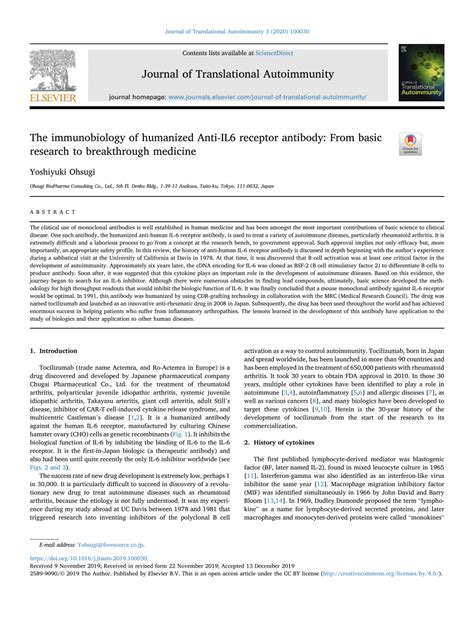 Pdf The Immunobiology Of Humanized Anti Il6 Receptor Antibody From