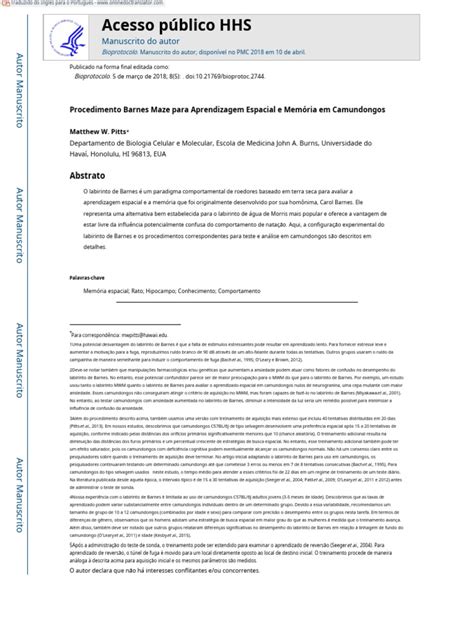 pitts 2018 barnes maze procedure for spatial learning and memory in