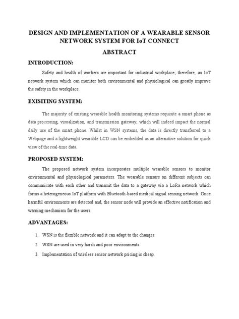 12 design and imlementation of a wearable sensor network system for iot