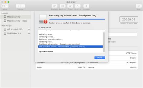 Disk Utility Could Not Validate Sizes Operation Not Permitted The
