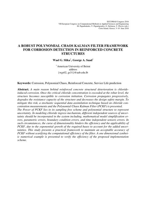 Pdf A Robust Polynomial Chaos Kalman Filter Framework For Corrosion Detection In Reinforced