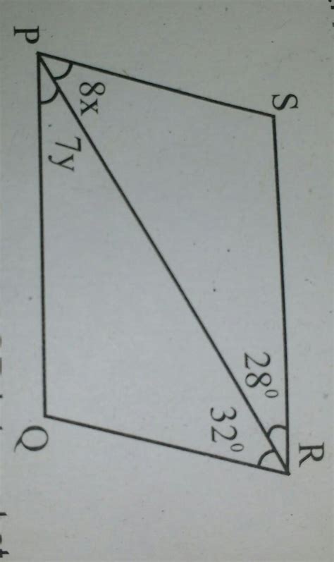 In The Figure If PQRS Is A Parallelogram Then Find The Value Of X Y