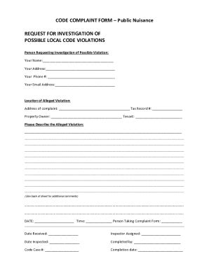 Fillable Online Code Violation Reporting Form Fax Email Print PdfFiller