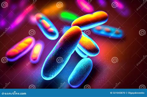 Closeup Gram Negative Rod Shaped Bacterias Intestinal Microbiome Macro