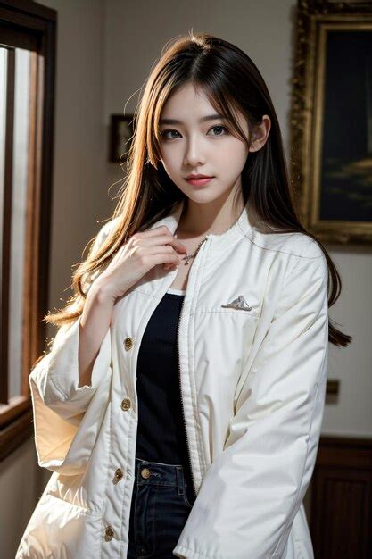 Premium Ai Image A Beautiful Girl In A Dress Is Looking At The Camera
