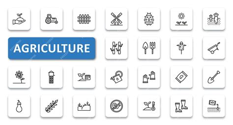 Premium Vector Agriculture Icon Set Vector Illustration Thin Line Outline Icons