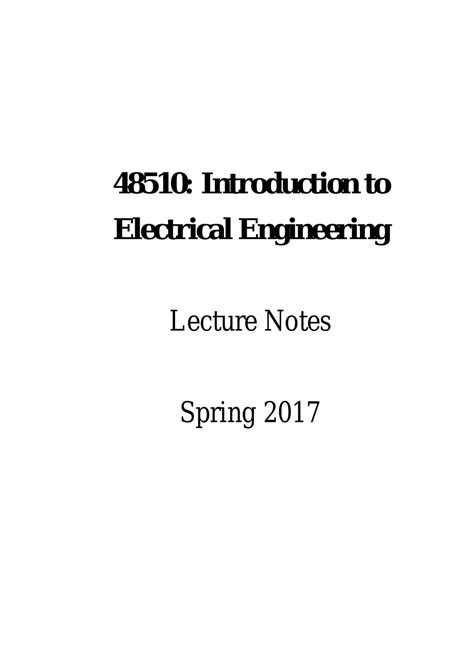 Introduction To Electrical Engineering Notes 48510 Introduction To Electrical And Electronic