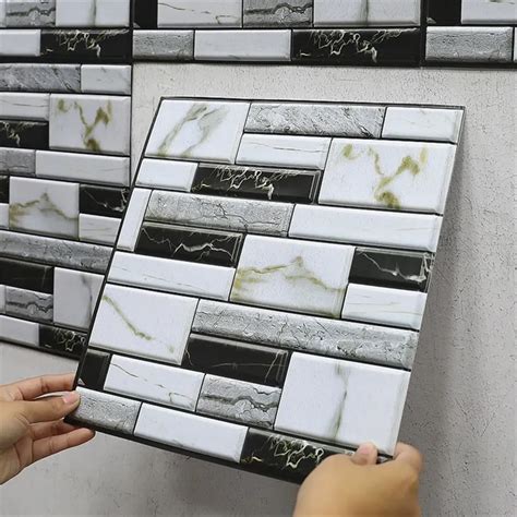 Waterproof D Self Adhesive Tile Sticker Tiles For Wall For Kitchen Cupboard And Bathroom Decor
