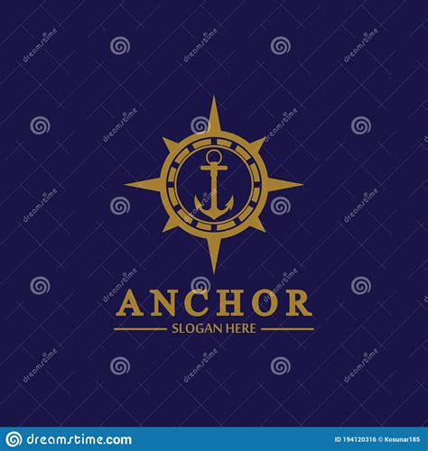 Anchor Compass Concept Icon Logo Vector Illustration Designnautical