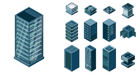 Set Of Isometric Server Racks Server Isometric Set Digital Technology