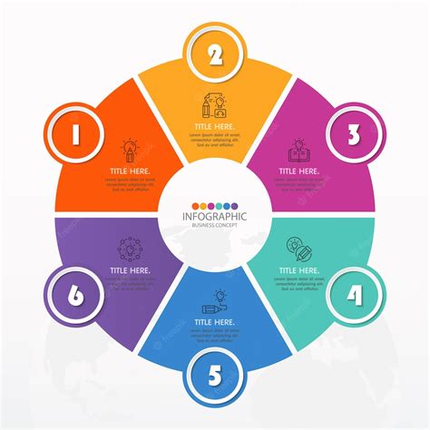 6단계 프로세스 또는 옵션 프로세스 차트가 있는 기본 원형 인포그래픽 템플릿 프로세스 다이어그램 프레젠테이션 워크플로 레이아웃 순서도 인포그래프에 사용됩니다