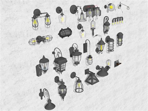 Industrial Style Wall Lights Collection Sketchup 3d Model Skp File Download Sketchupbox