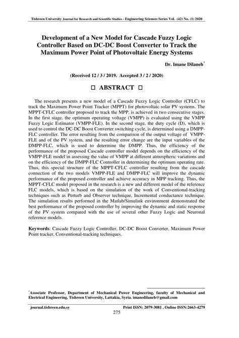 Pdf Development Of A New Model For Cascade Fuzzy Logic Controller