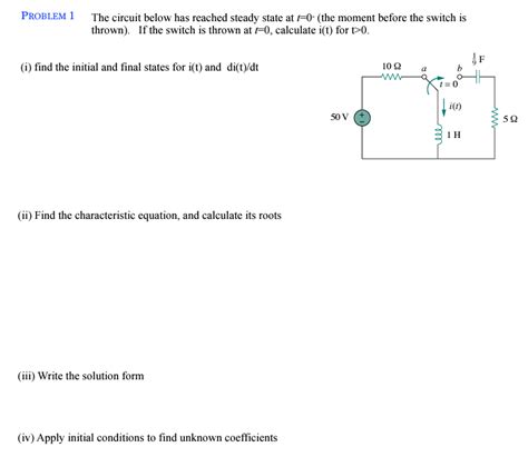 solved problem 1 the circuit below has reached steady state
