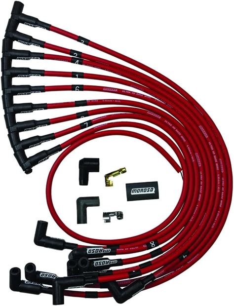 Moroso 73684 Ultra 40 Red Spark Plug Wire Set 90 Degree Plug Ends Hei