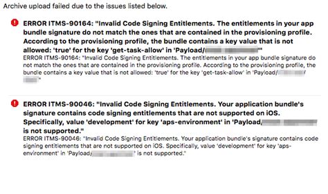 Ios Error Itms 9016490046 Invalid Code Signing Entitlements Stack
