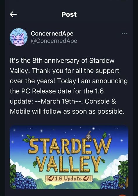Stardew 1 6 Update Release Day Announced Anyone Else Contemplating A New Play Through R