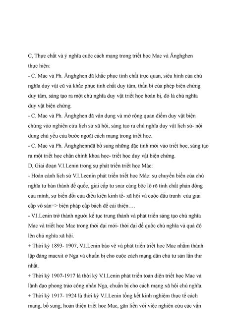 Triết triết C Thực chất và ý nghĩa cuộc cách mạng trong triết học