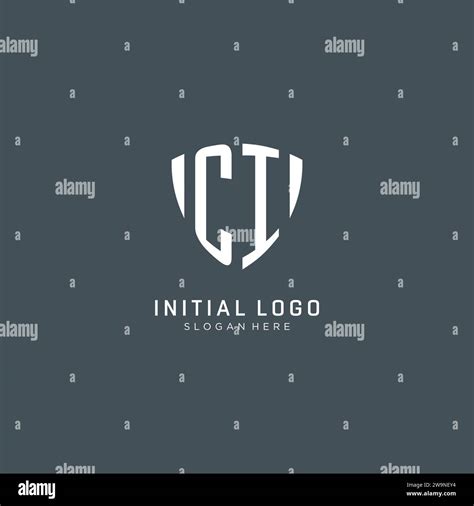Initials Ci Logo Shield Guard Shape Creative Logo Design Concept Vector Graphic Stock Vector