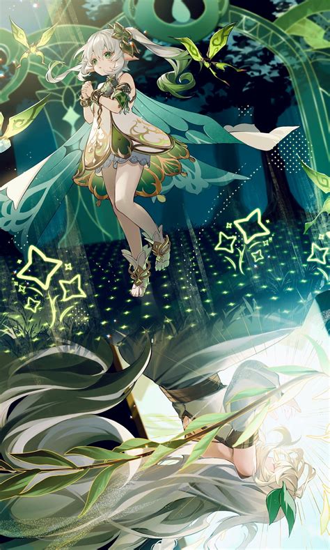 Nahida Crystalfly And Rukkhadevata Genshin Impact Drawn By Sainome