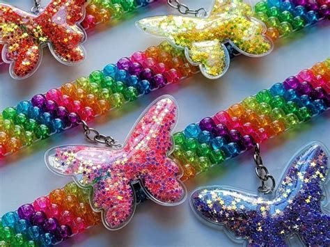 Glitter Butterfly Kandi Choker Rave Necklace Butterfly Necklace