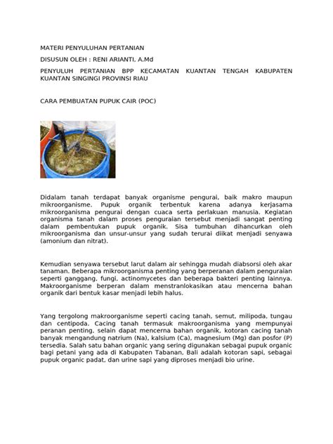 Materi Pembuatan Pupuk Organik Cair Poc Pdf