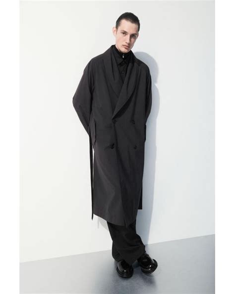 Cos The Technical Wool Blend Trench Coat In Black For Men Lyst