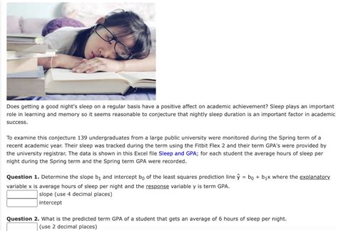 Average Hours Of Sleep Per Night From Excel 6 83 Chegg Com