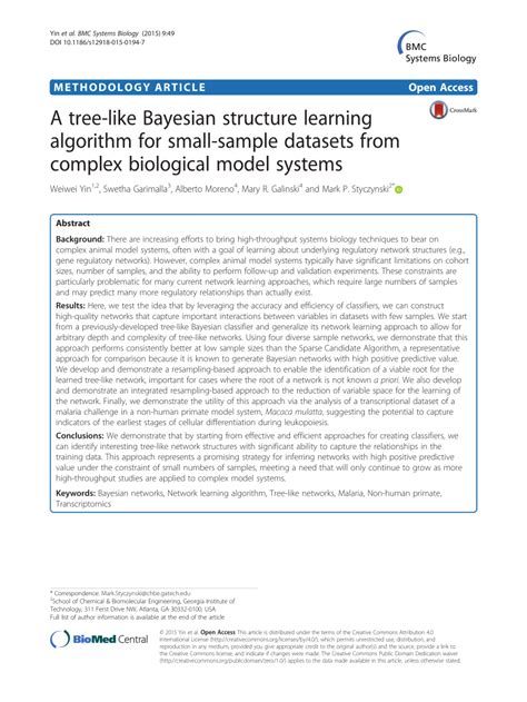 Pdf A Tree Like Bayesian Structure Learning Algorithm For Small