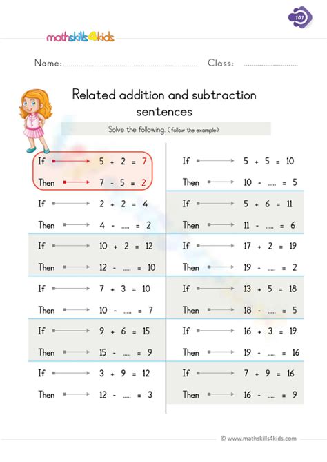 Related Addition And Subtraction Sentences Worksheet