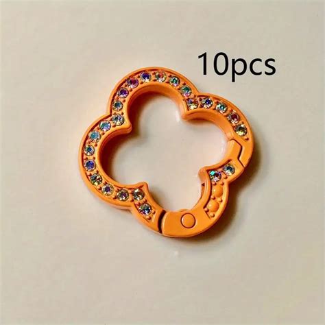 10pcs 캔디 컬러 네잎 클로버 모양 인레이 라인스톤 오픈 스프링 버클 Diy 키링 가방 액세서리 보석 용 Temu