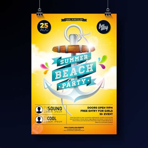 Summer Beach Party Poster Design Template Vector Image