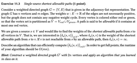 Solved Exercise 113 Single Source Shortest Allowable Paths
