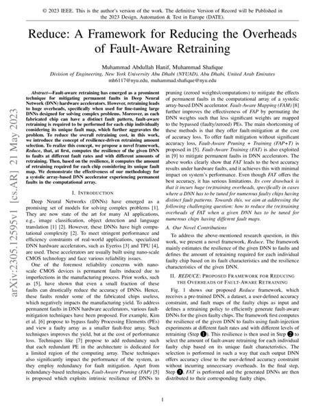 Reduce A Framework For Reducing The Overheads Of Fault Aware