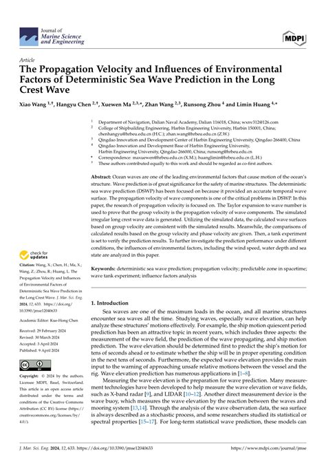 Pdf The Propagation Velocity And Influences Of Environmental Factors Of Deterministic Sea Wave