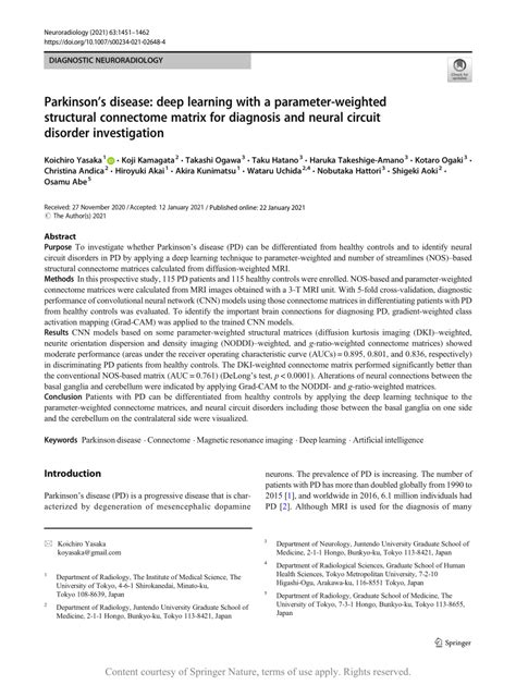 Pdf Parkinsons Disease Deep Learning With A Parameter Weighted