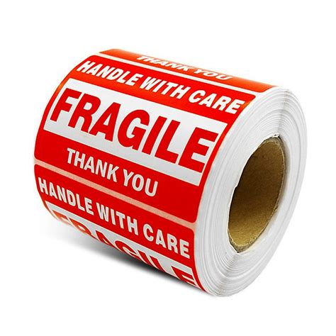 Waroomhouse Rectangle Fragile Label 500pcs Roll Fragile Label Sticker
