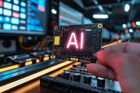 AI Brain With Glowing Neural Network And Digital Elements Stock