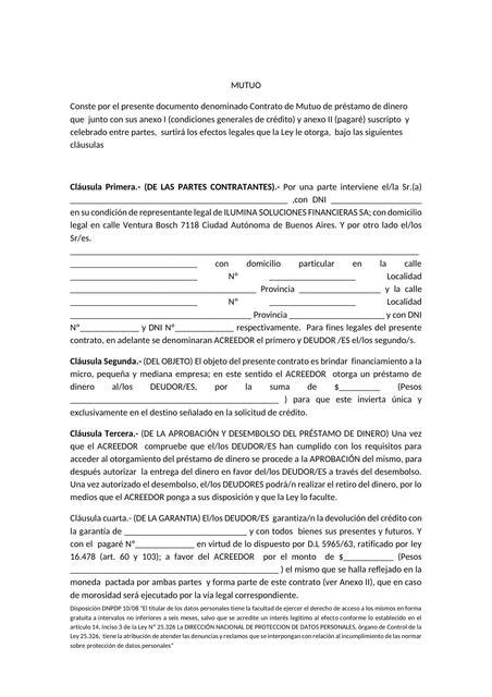 Contrato De Mutuo Cartasyformatos Udocz