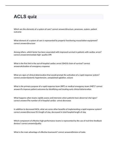 Acls Quiz With Correct Answers 2024 Acls Qu Stuvia Us
