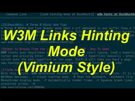W3m Links Hinting Mode Vimium Style Linux Tui