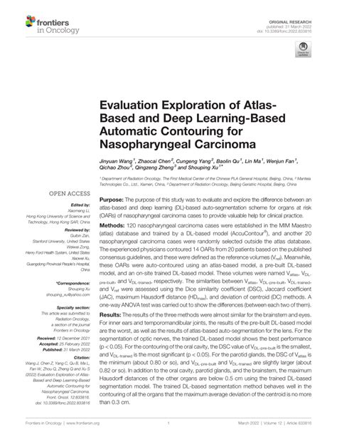 Pdf Evaluation Exploration Of Atlas Based And Deep Learning Based Automatic Contouring For