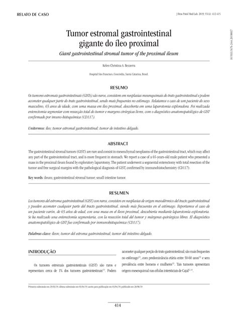 Pdf Giant Gastrointestinal Stromal Tumor Of The Proximal Ileum